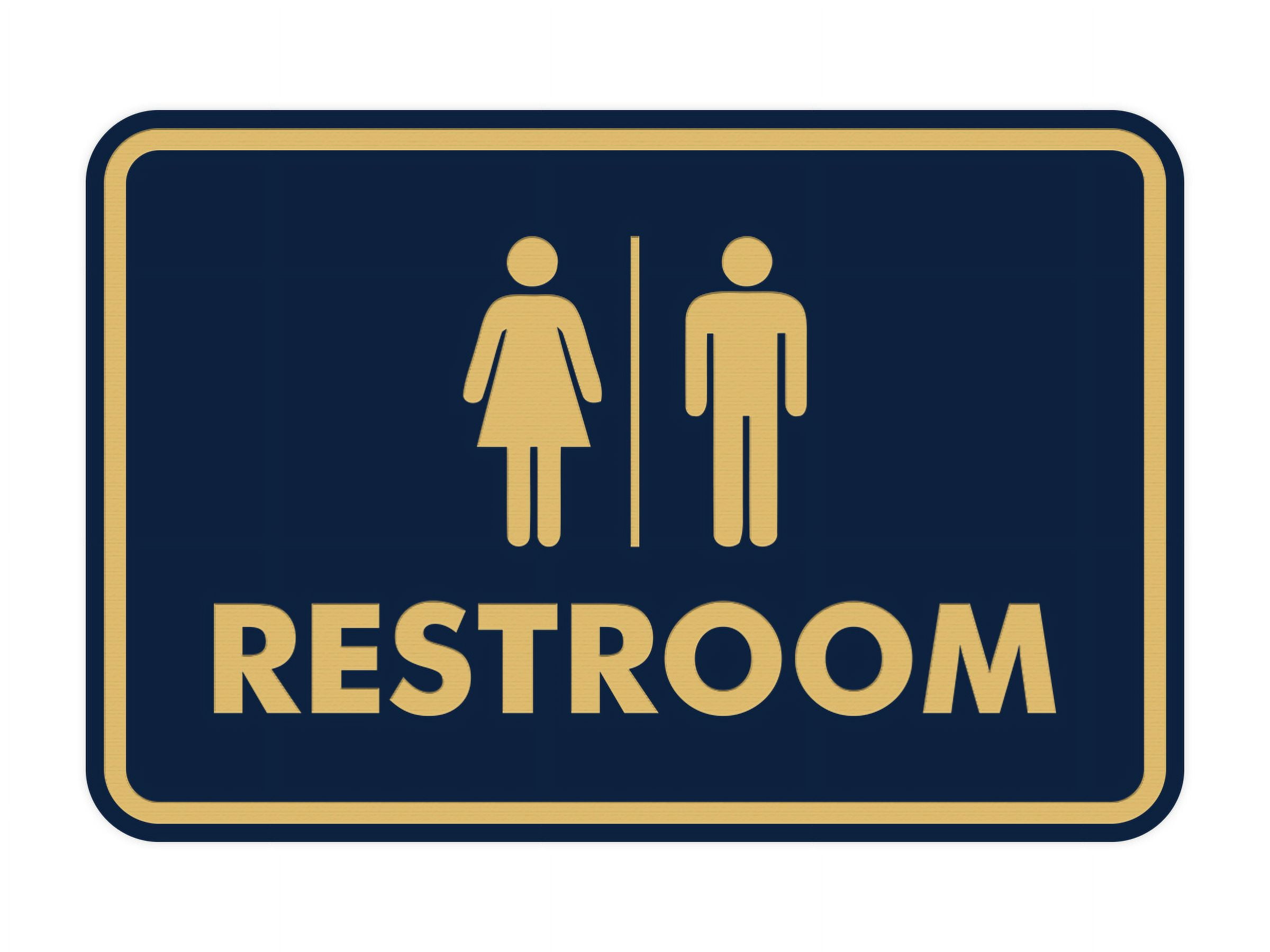 Classic All Gender Restroom Sign (Navy Blue/Gold) - Large - Walmart.com