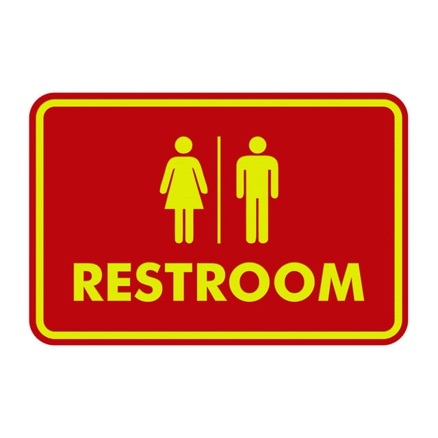 Classic All Gender Restroom Sign (Red/Yellow) - Large - Walmart.com