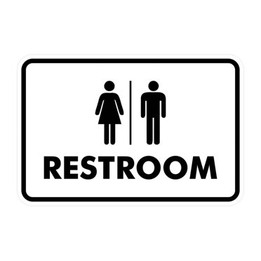 Basic Unisex Restroom Sign (Black / Silver) - Large - Walmart.com