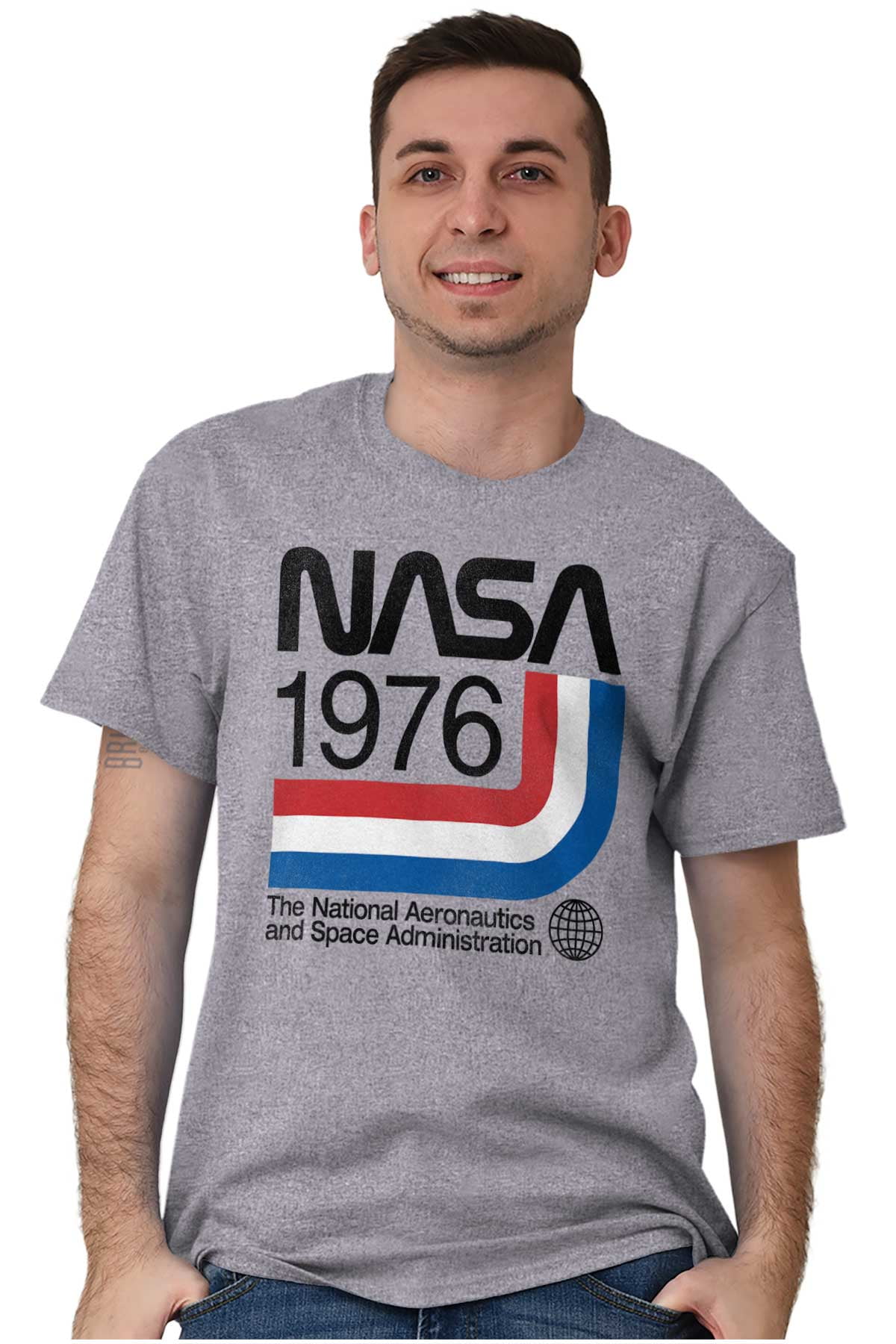 Classic America NASA 1976 Worm Logo Men's Graphic T Shirt Tees Brisco ...