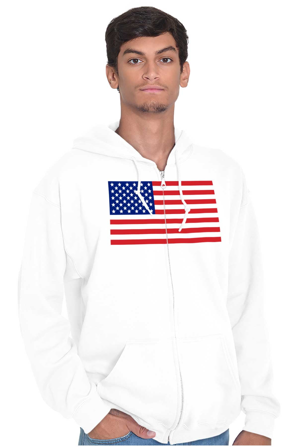 Classic American Flag Usa Pride Zip Up Hoodie Mens Womens Brisco