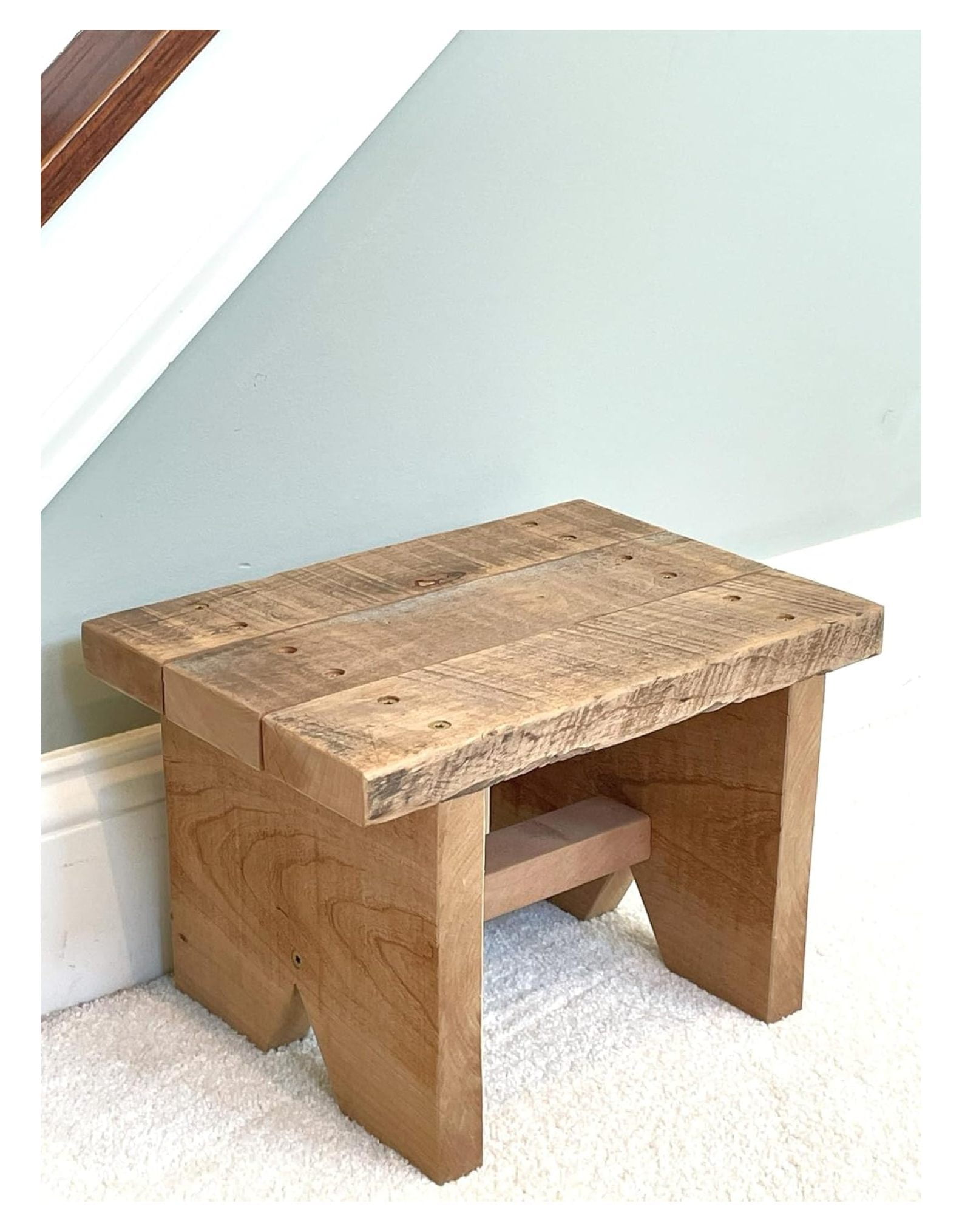 Classic Amish Reclaimed Wood Stool. Natural, Rustic, Solid. Versatile ...