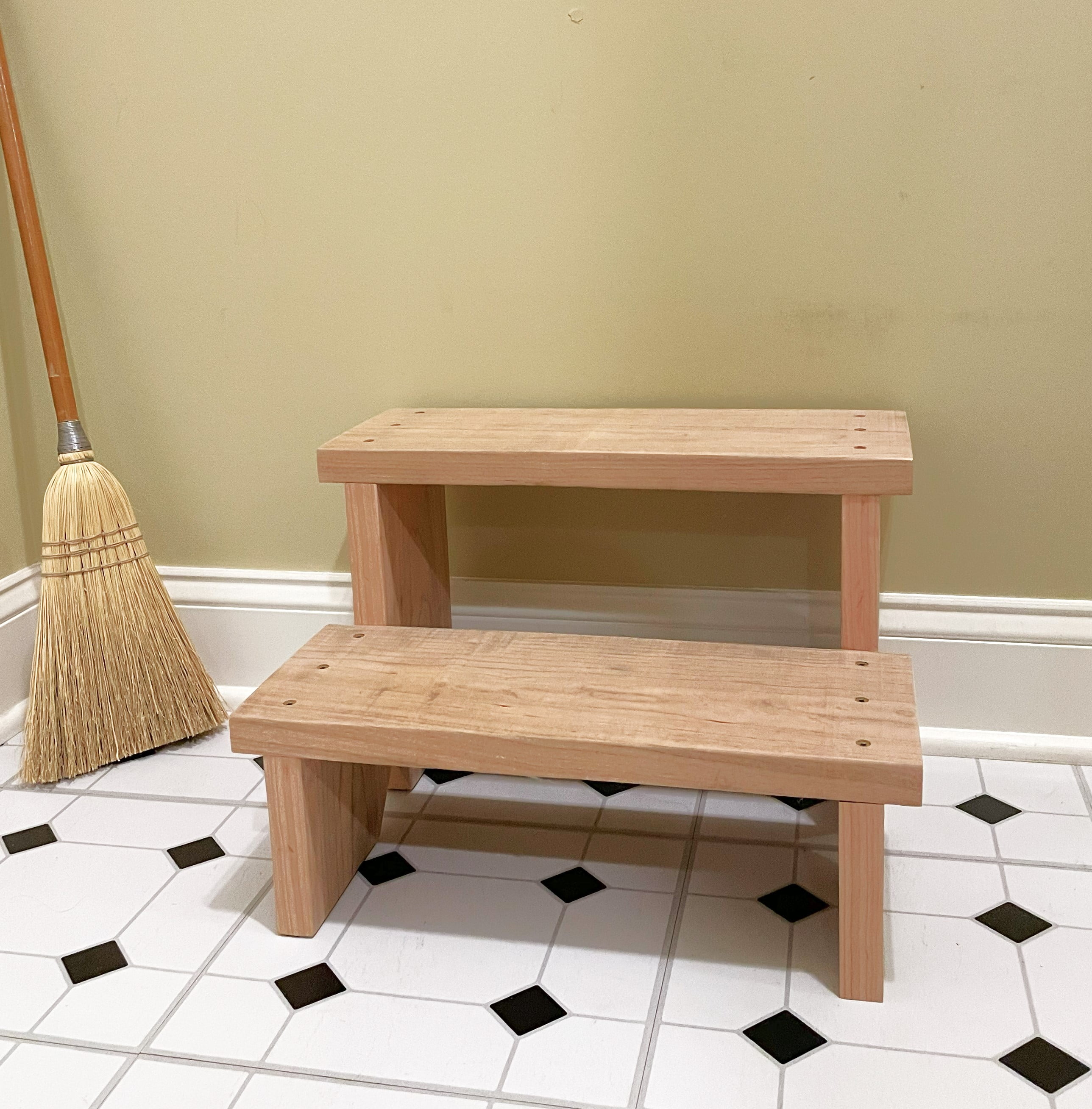 Classic Amish Reclaimed Wood Two-Step Stair / Step Stool. Natural ...