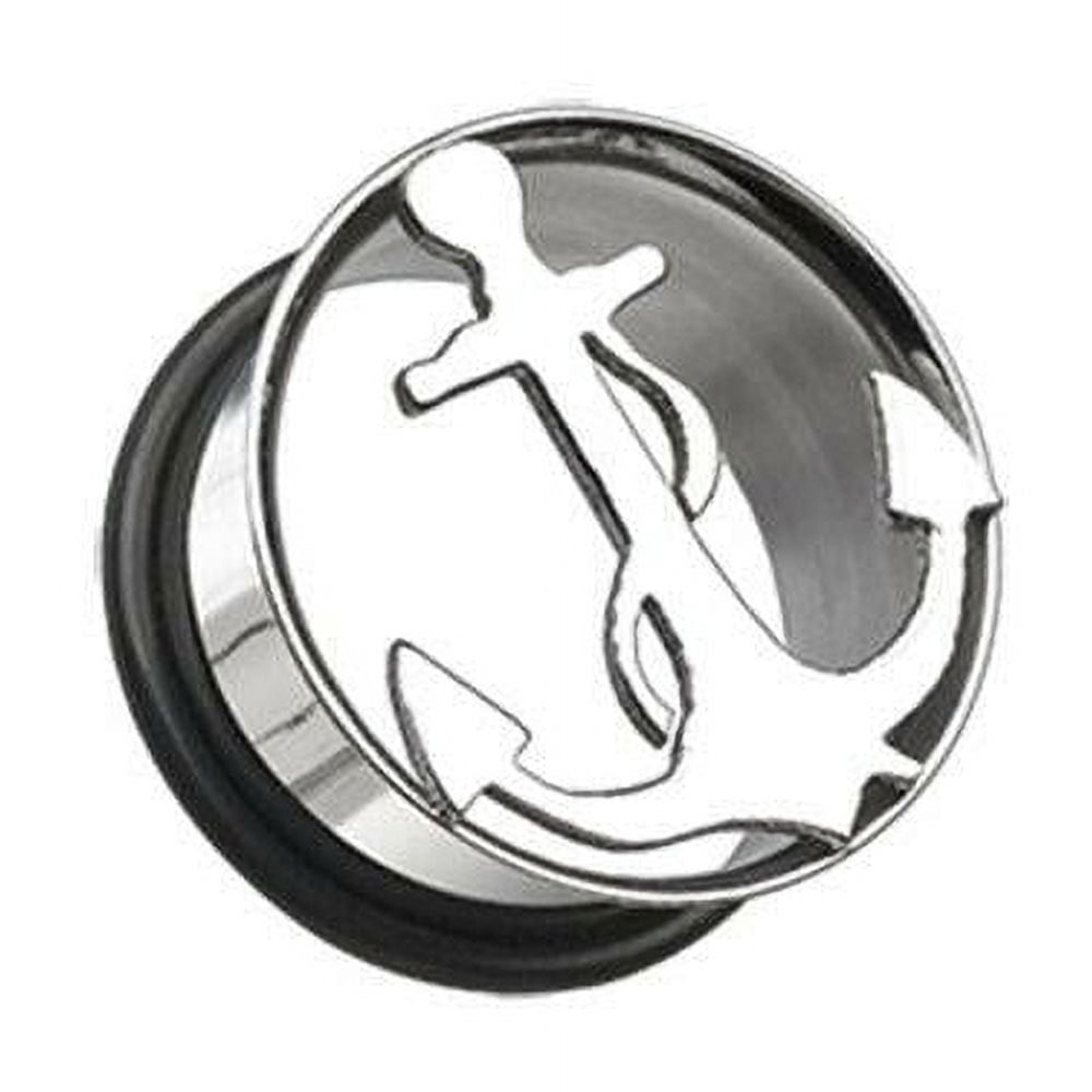 Classic Anchor Hollow Steel Single Flared Ear Gauge Plug Earrings ...