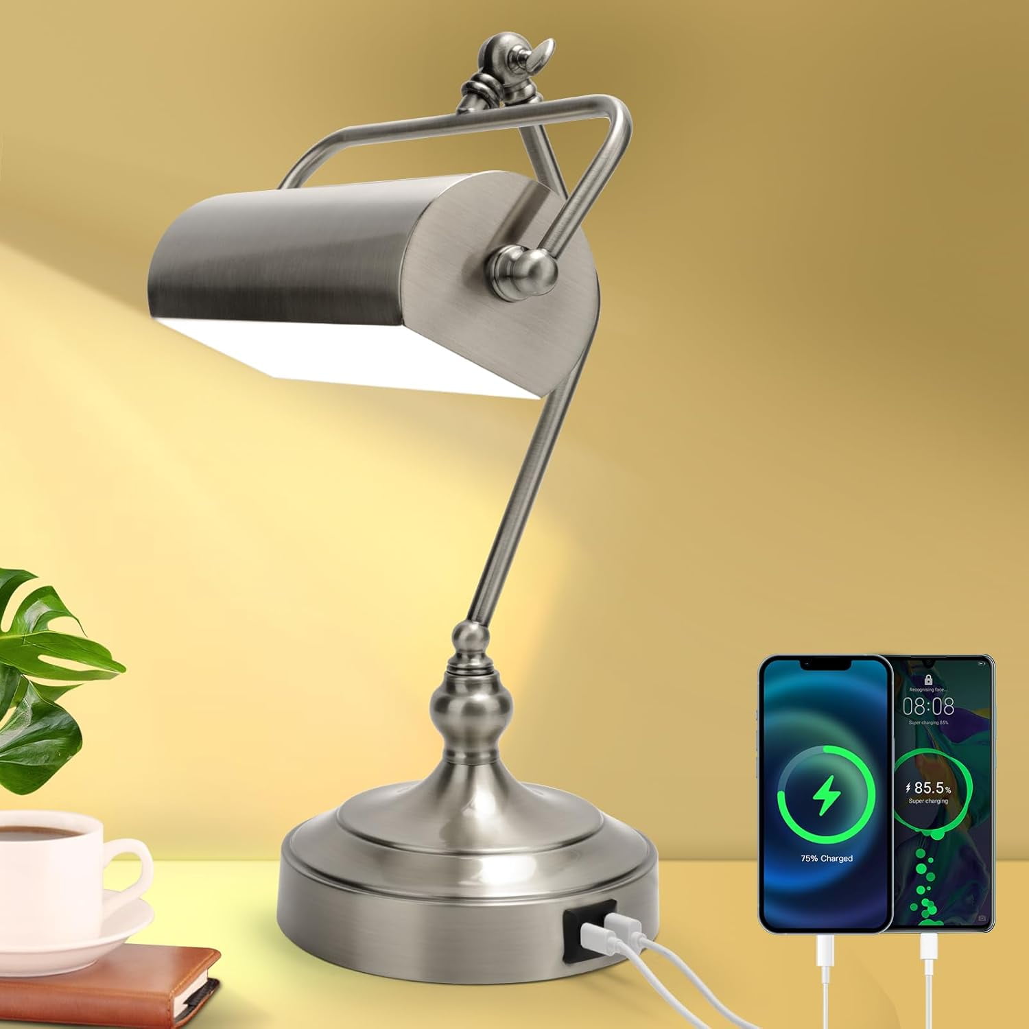 Classic Antique Adjustable Metal Touch Table Lamp, Banker's Lamp, Piano ...