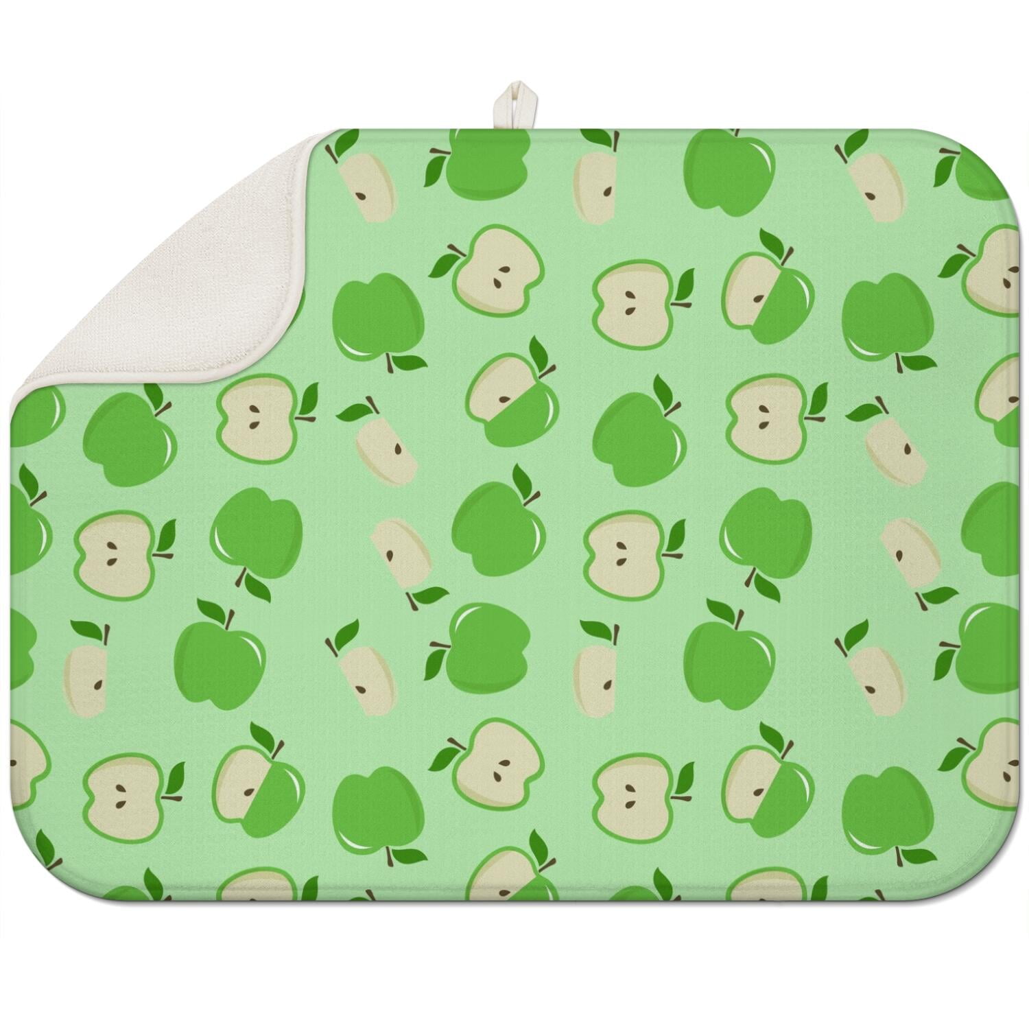 Classic Apple Pattern Dish Drying Mat – Aesthetic Red Apple and Leaf ...