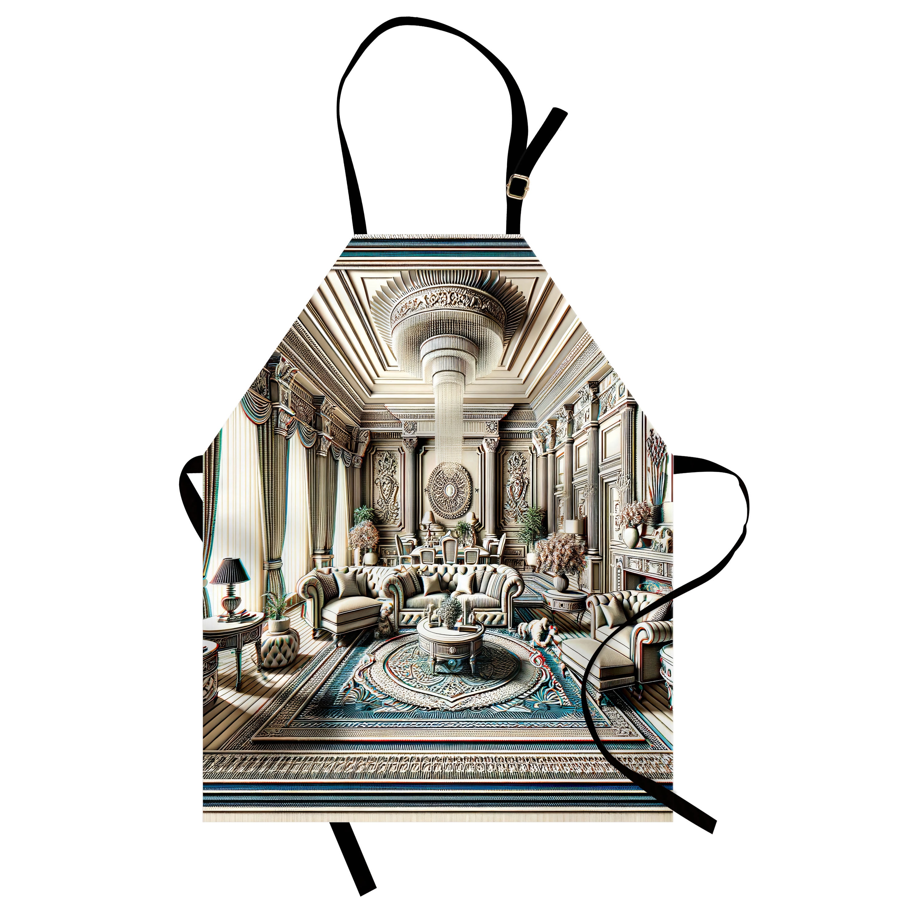 Classic Apron, Extravagant Hall with Oceanic and Neutral Color Details ...