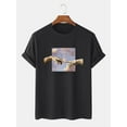 Classic Art Inspired Hand Illustration Tee Soft Pastel Sky Graphic ...