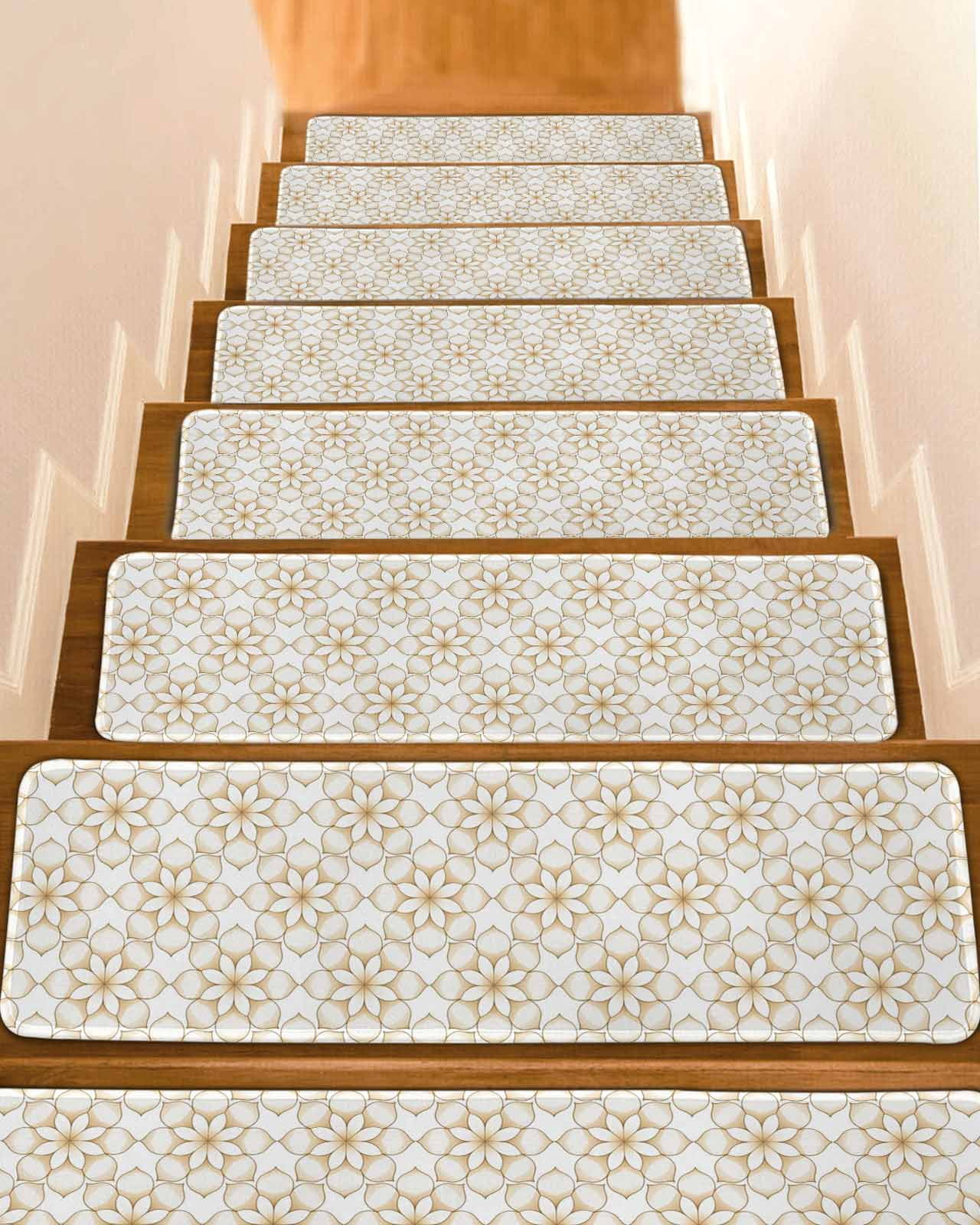 Classic Art Stair Treads Non Slip for Steps Retro Brown Floral Pattern ...