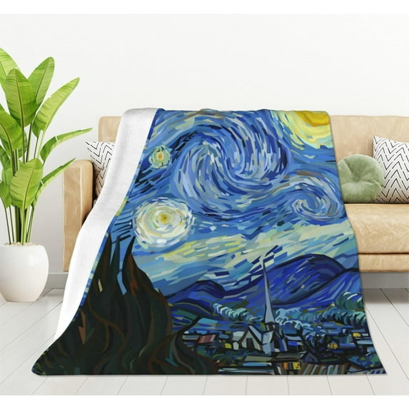 Classic Arts Starry Night Flannel Fleece Bed Blanket Throw Blanket ...