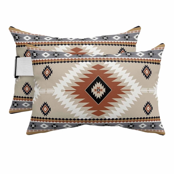 Classic Aztec Orange Pattern Outdoor Pillow for Chaise Lounge Chair ...