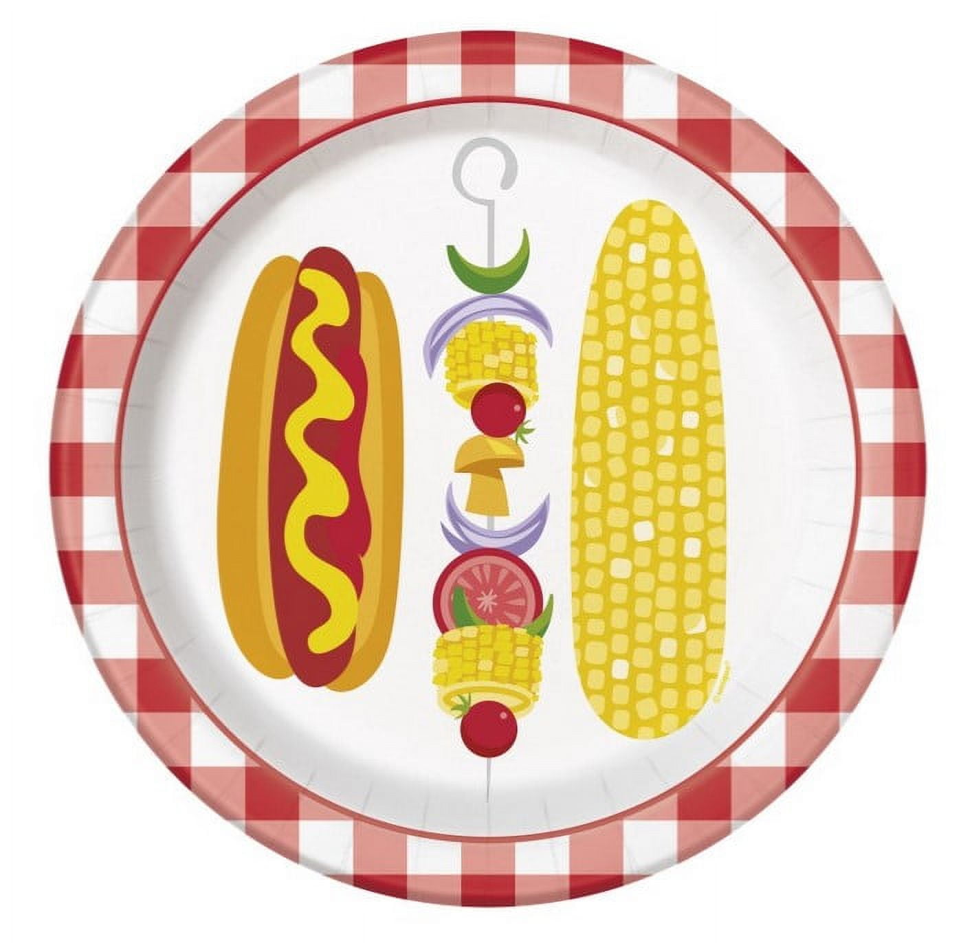 Classic BBQ 8 Ct 9" Dinner Lunch Plates Paper Corn Hot Dog - Walmart.com