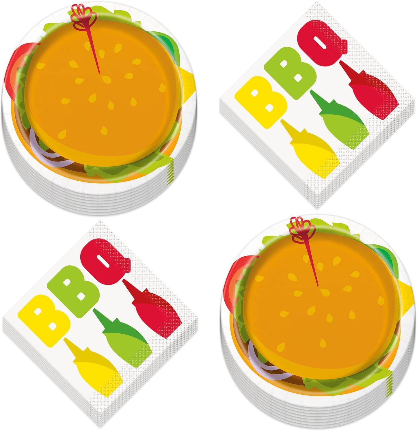 Classic BBQ Party Burger Paper Dessert Plates and Beverage Napkins For ...