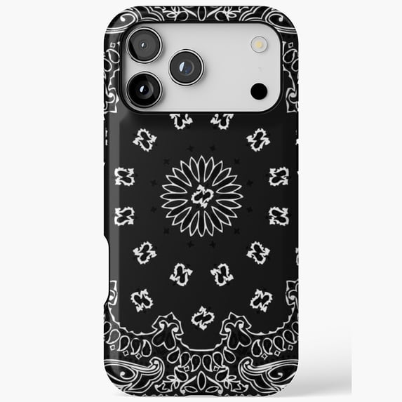 Classic Bandana Style Black Pattern Phone Case 11 through 17 Pro Max ...