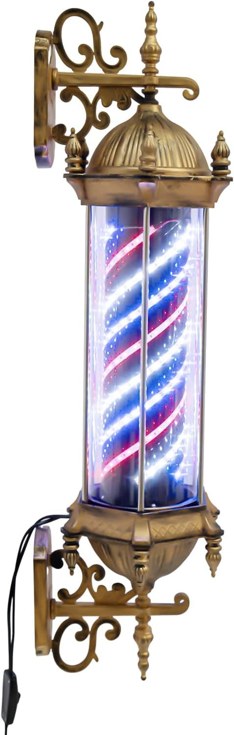 Classic Barber Pole Rotating LED Stripes Light Hair Salon Wall Mount ...