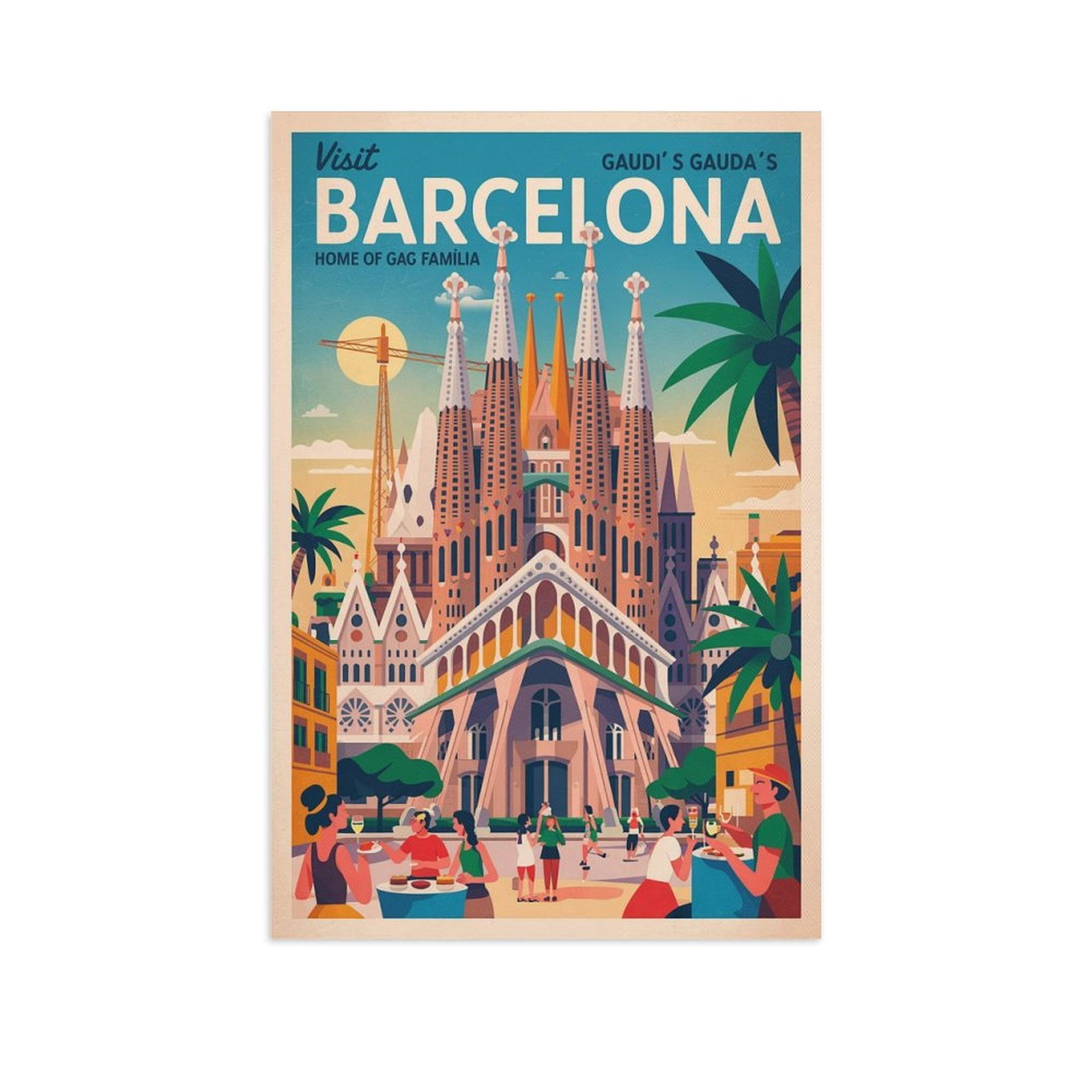 Classic Barcelona Travel Poster Retro Spanish City Tourism Wall Art for ...