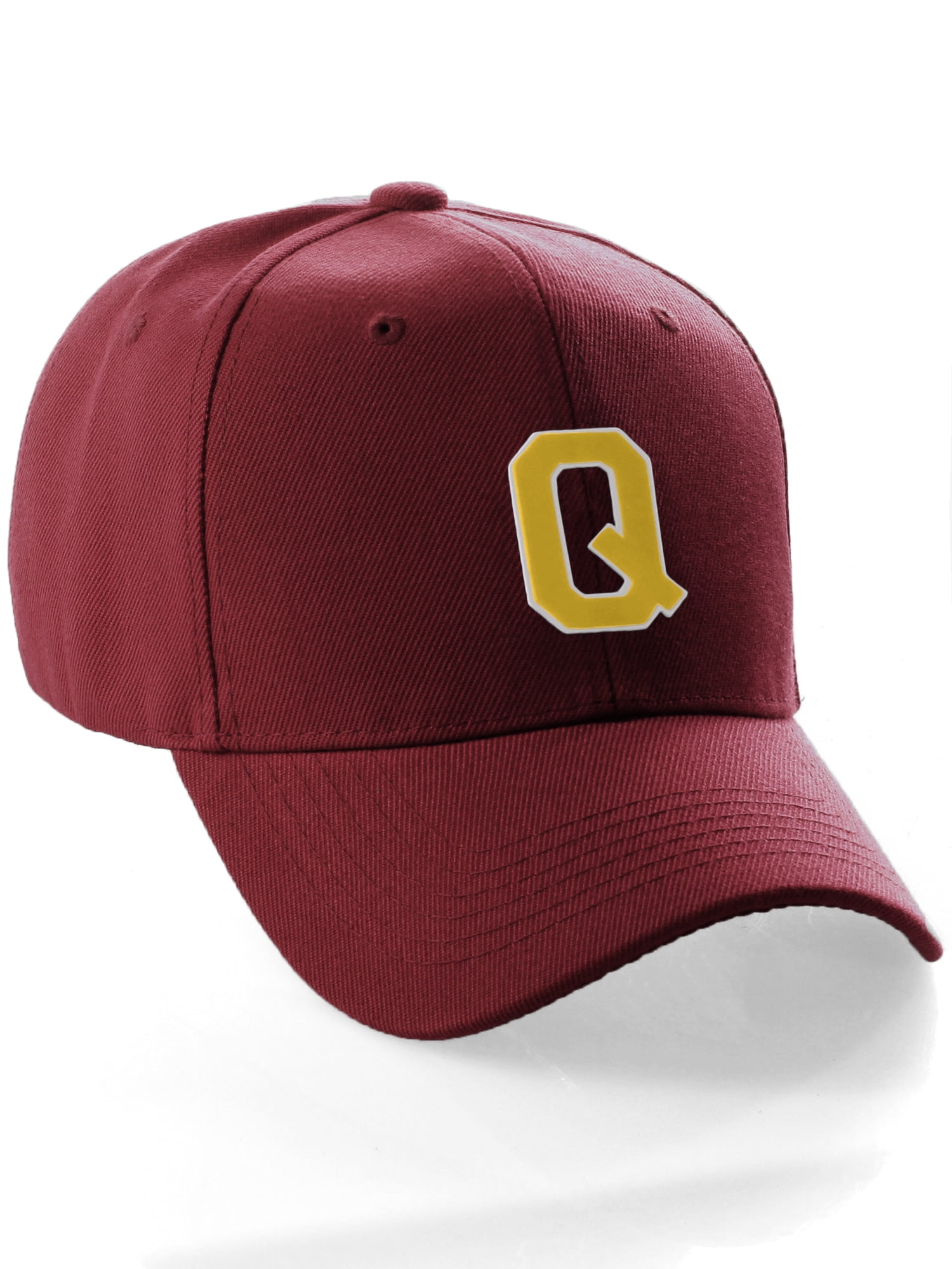Classic Baseball Hat Custom A to Z Initial Team Letter, Burgundy Cap ...
