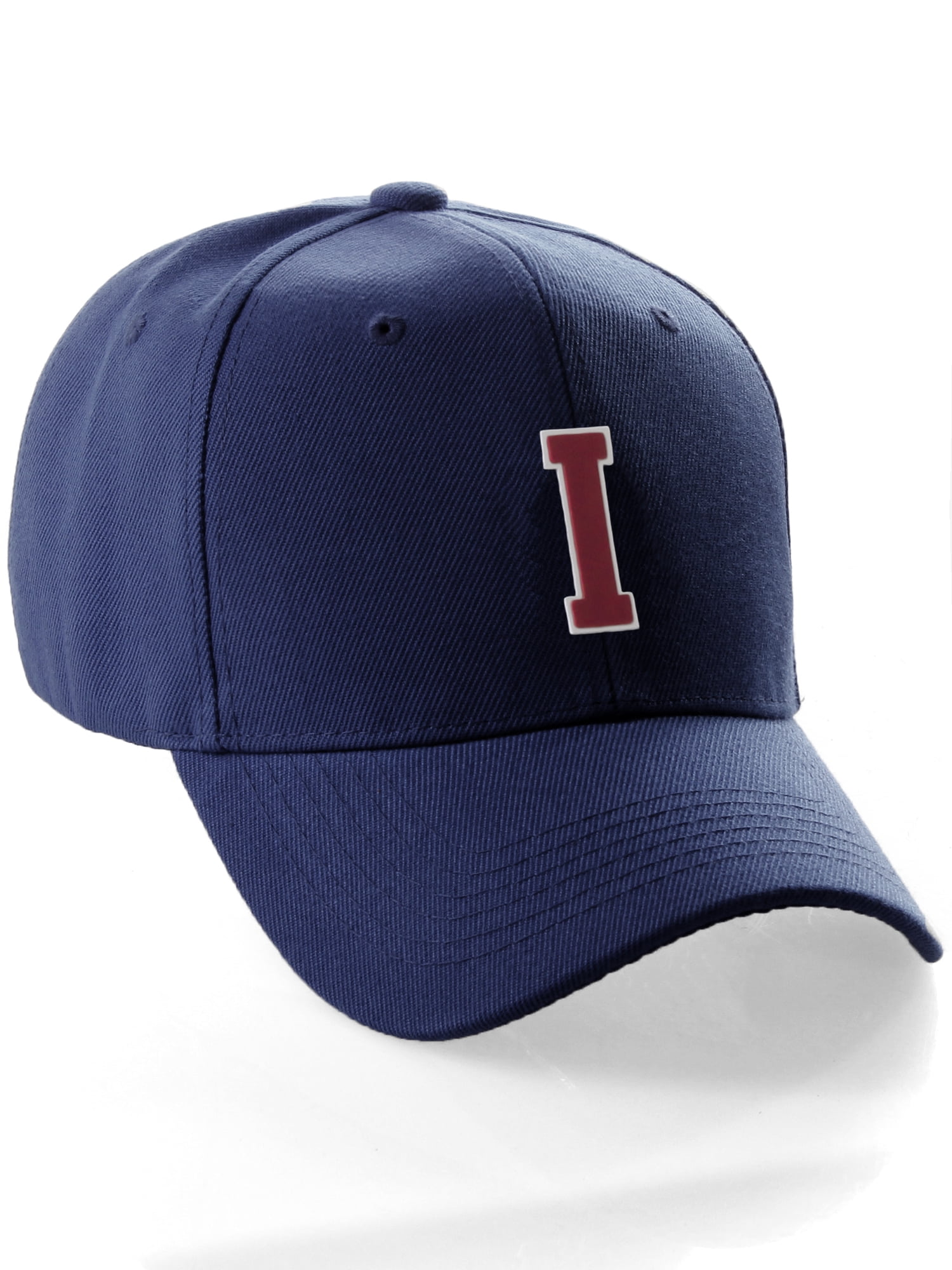 Classic Baseball Hat Custom A to Z Initial Team Letter, Navy Cap White ...