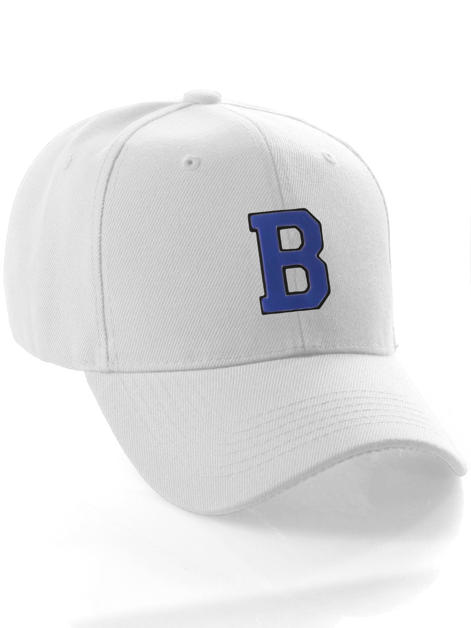 Classic Baseball Hat Custom A to Z Initial Team Letter, White Cap Black ...