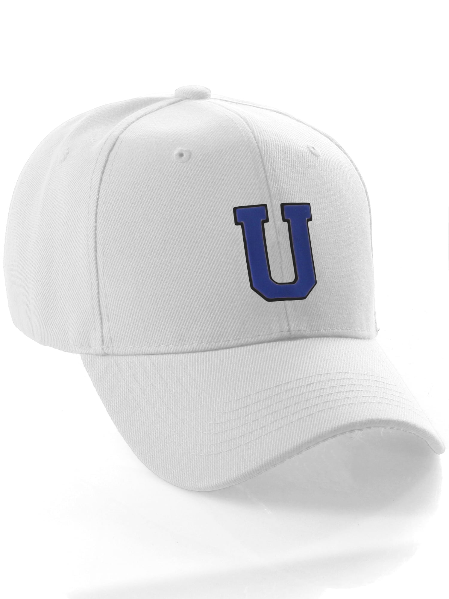 Classic Baseball Hat Custom A to Z Initial Team Letter, White Cap Black ...