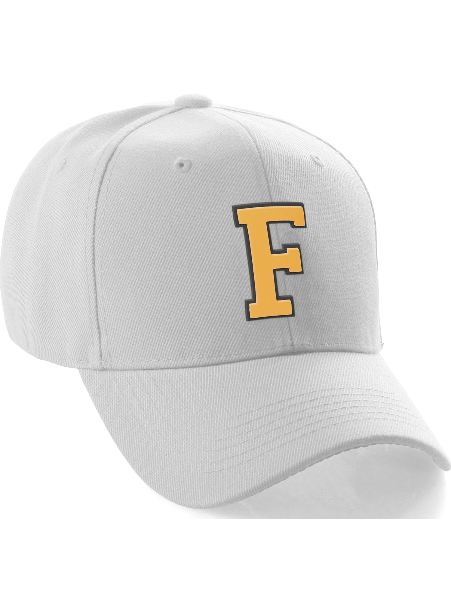 Classic Baseball Hat Custom A to Z Initial Team Letter, White Cap Black ...