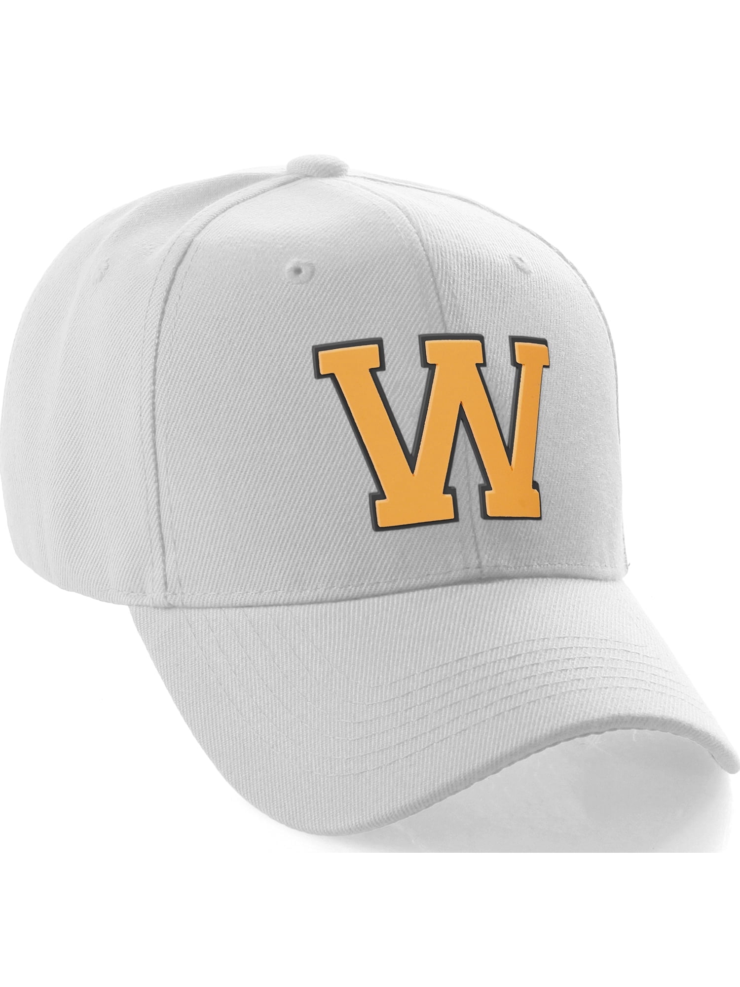 Classic Baseball Hat Custom A to Z Initial Team Letter, White Cap Black ...