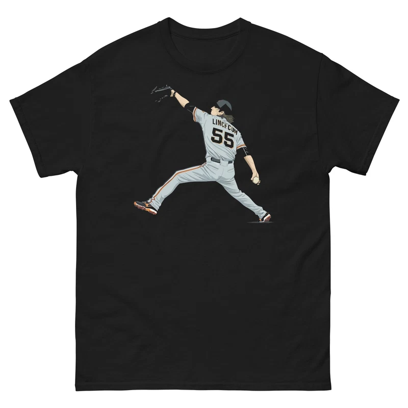 Classic Baseball Sports Athlete Pitcher Black Graphic Tee Shirt Top ...