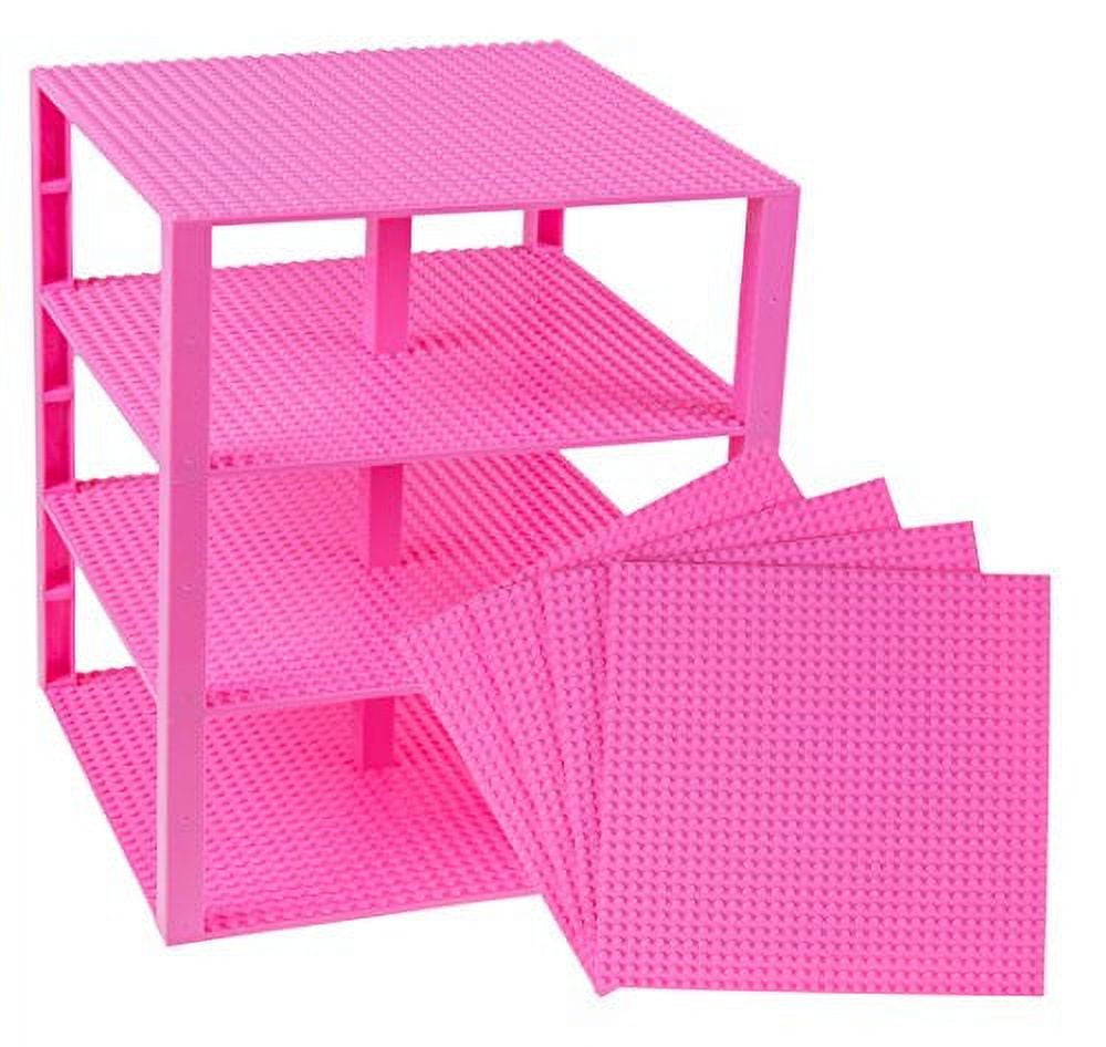 Strictly Briks Classic Baseplates 10" x 10" | 4 Pink Stackable Base ...