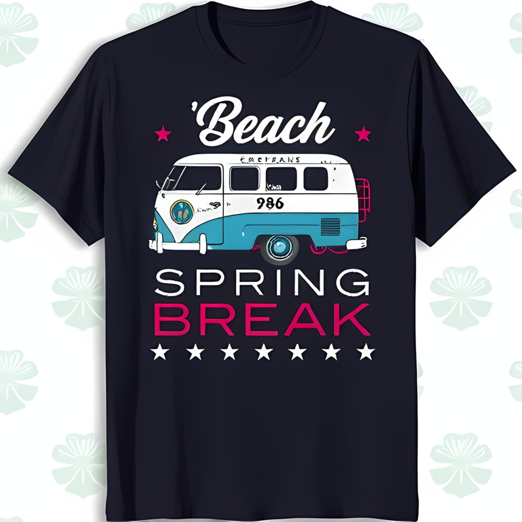 Classic Beach Spring Break Graphic T-Shirt Blue & White Design ...