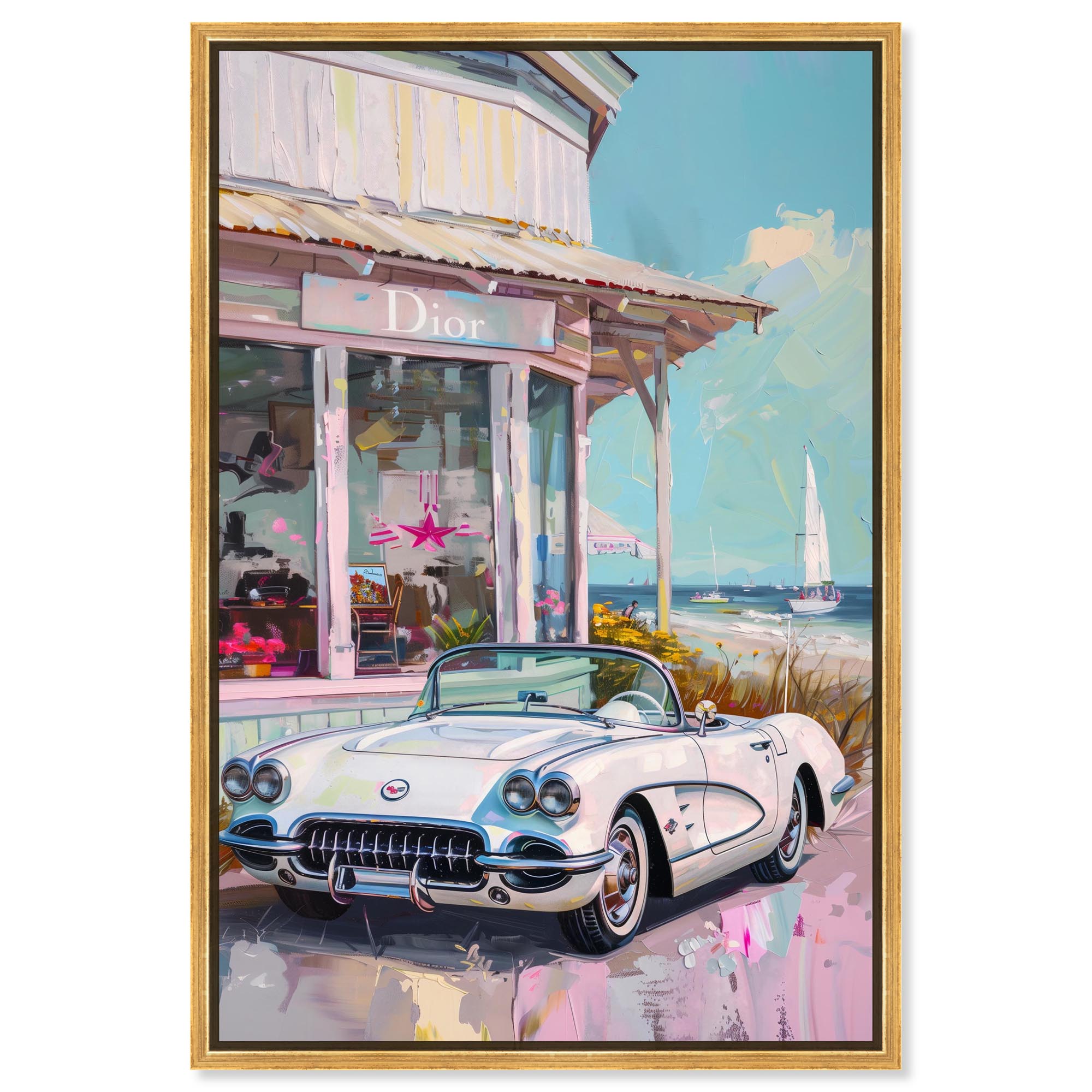 Classic Beach Store Canvas Fashion Art Prints by Art Remedy, Gold Frame ...