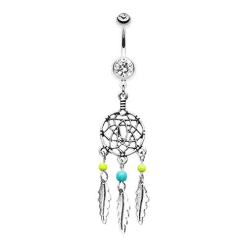 Classic Beaded Dream Catcher Belly Button Ring - Walmart.com