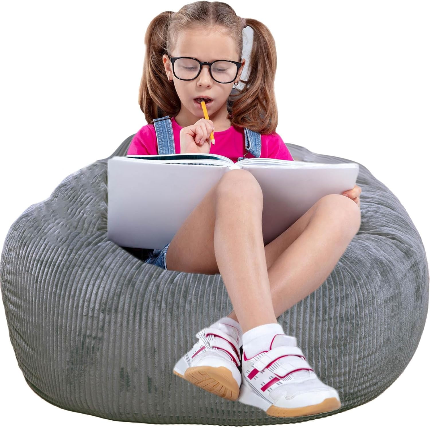 Classic Bean Bag Chair, with Faux Rabbit Fur Cover for Teens and Kids ...