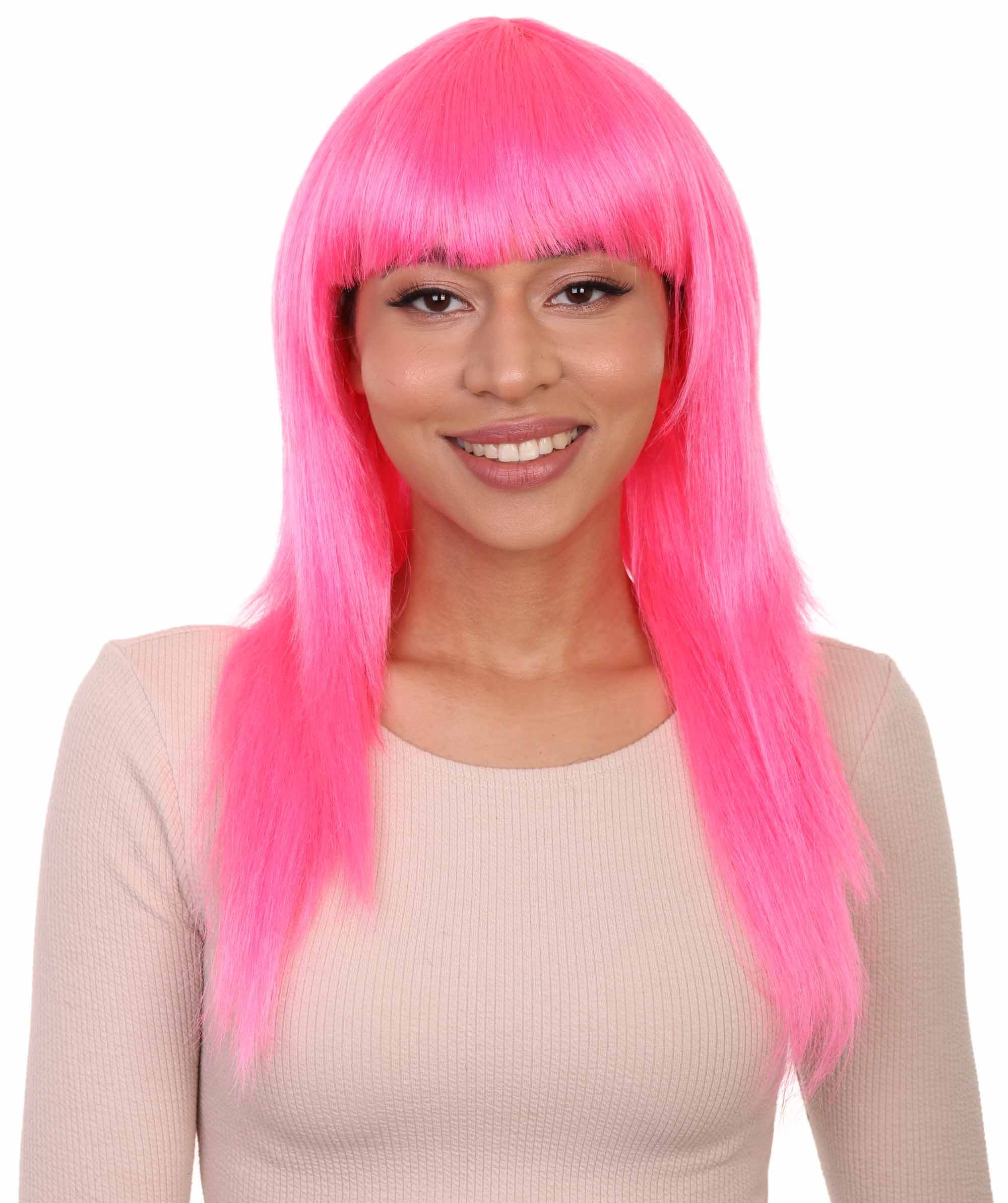 HPO Classic Beauty Neon Pink Wig – Long Adult Women’s Cosplay ...