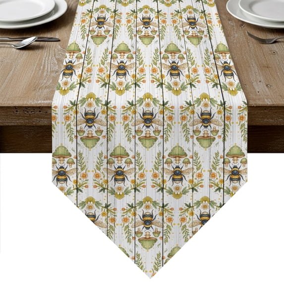 Classic Bees Table Runner Linen Burlap Table Runner 48 Inches Long ...