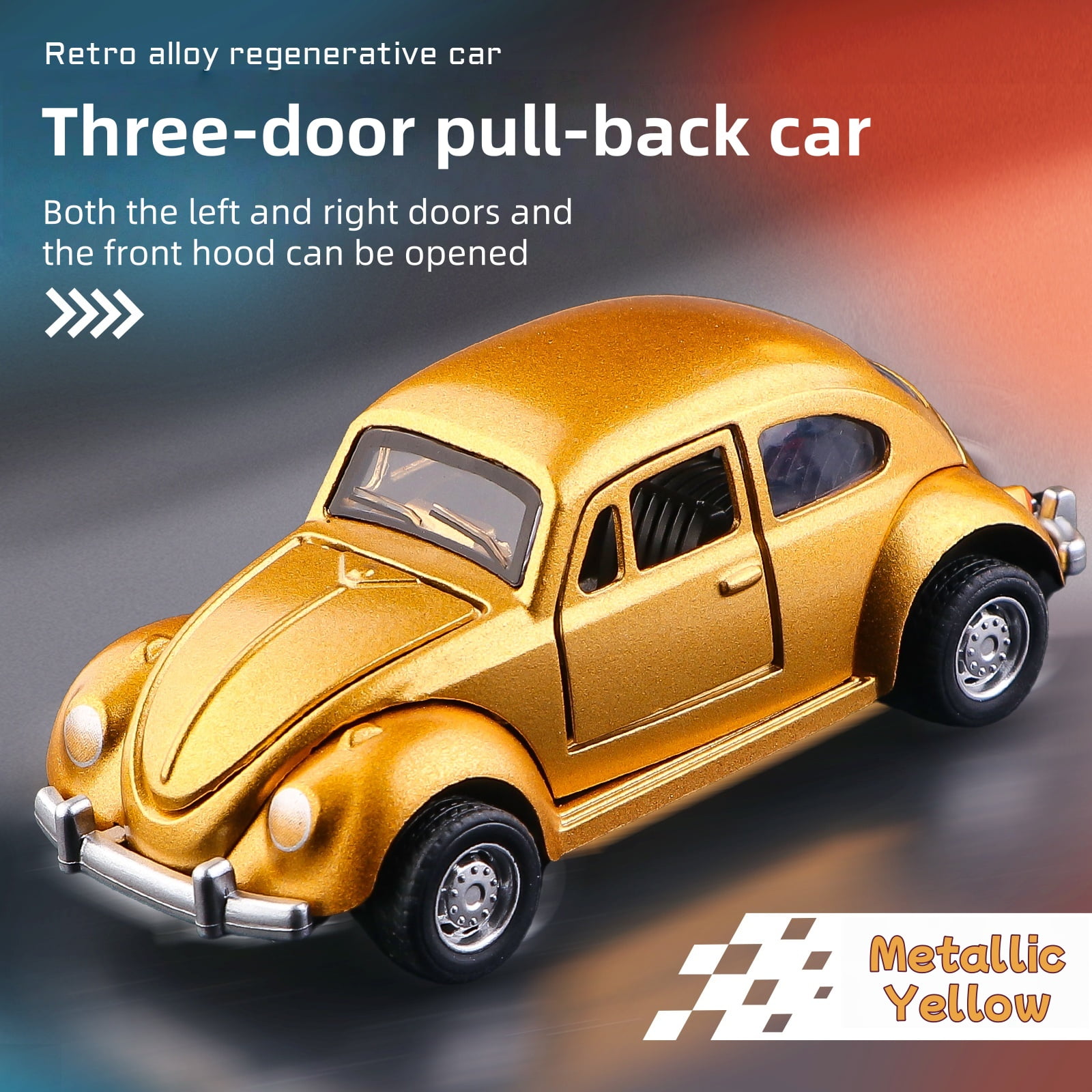 Classic Beetle mini alloy car pull-back drive car model, three doors ...