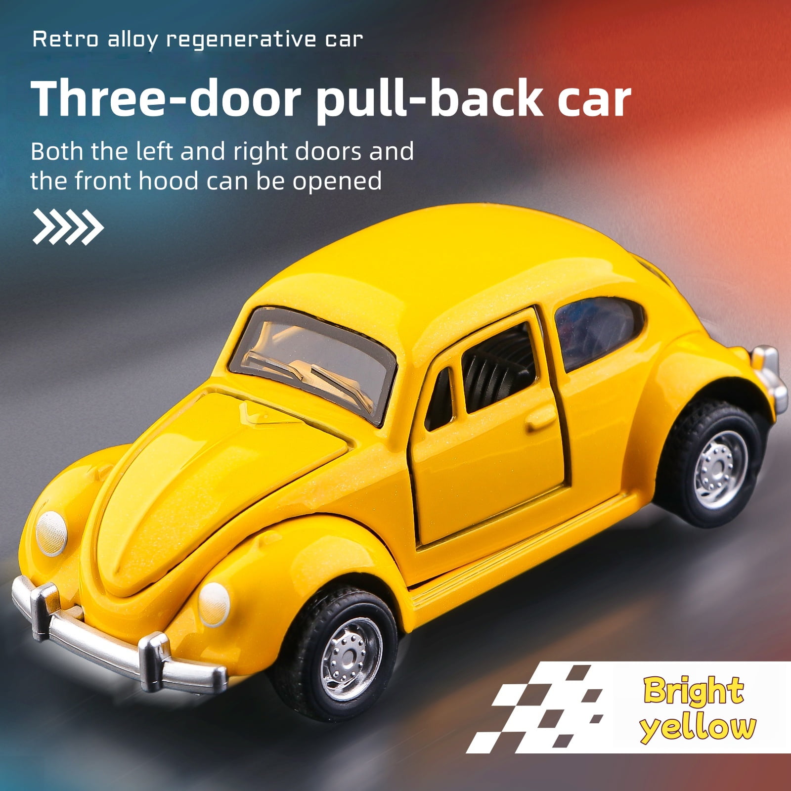 Classic Beetle mini alloy car pull-back drive car model, three doors ...