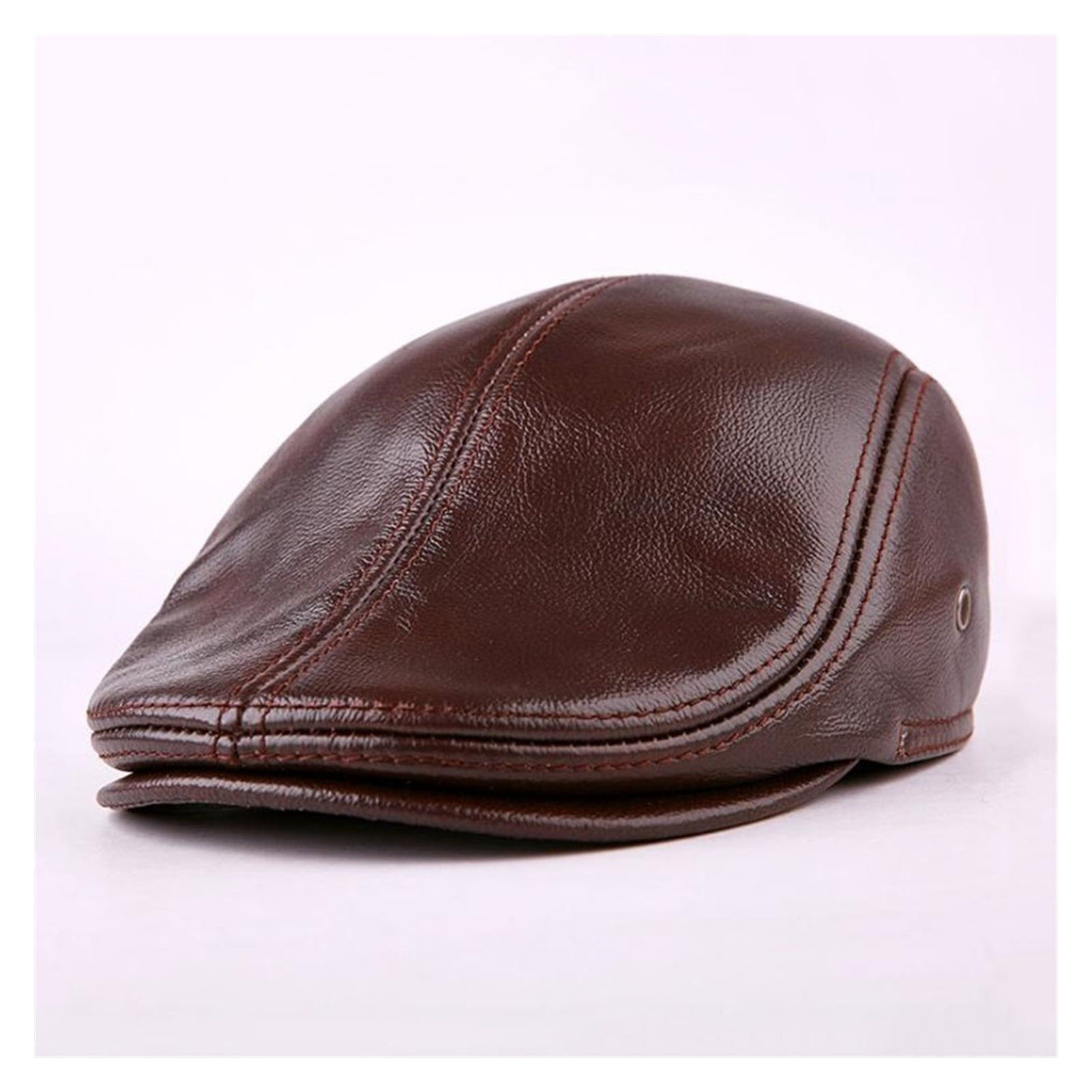 Classic Beret Caps Men Warm Genuine Leather Caps Windproof Duckbill Hat ...