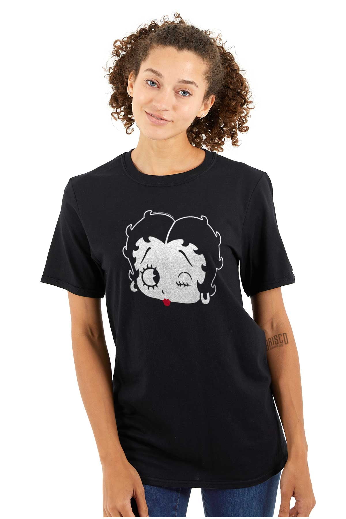 Classic Betty Boop Cartoon Head Wink Women Plus Size Graphic Tee Tees ...
