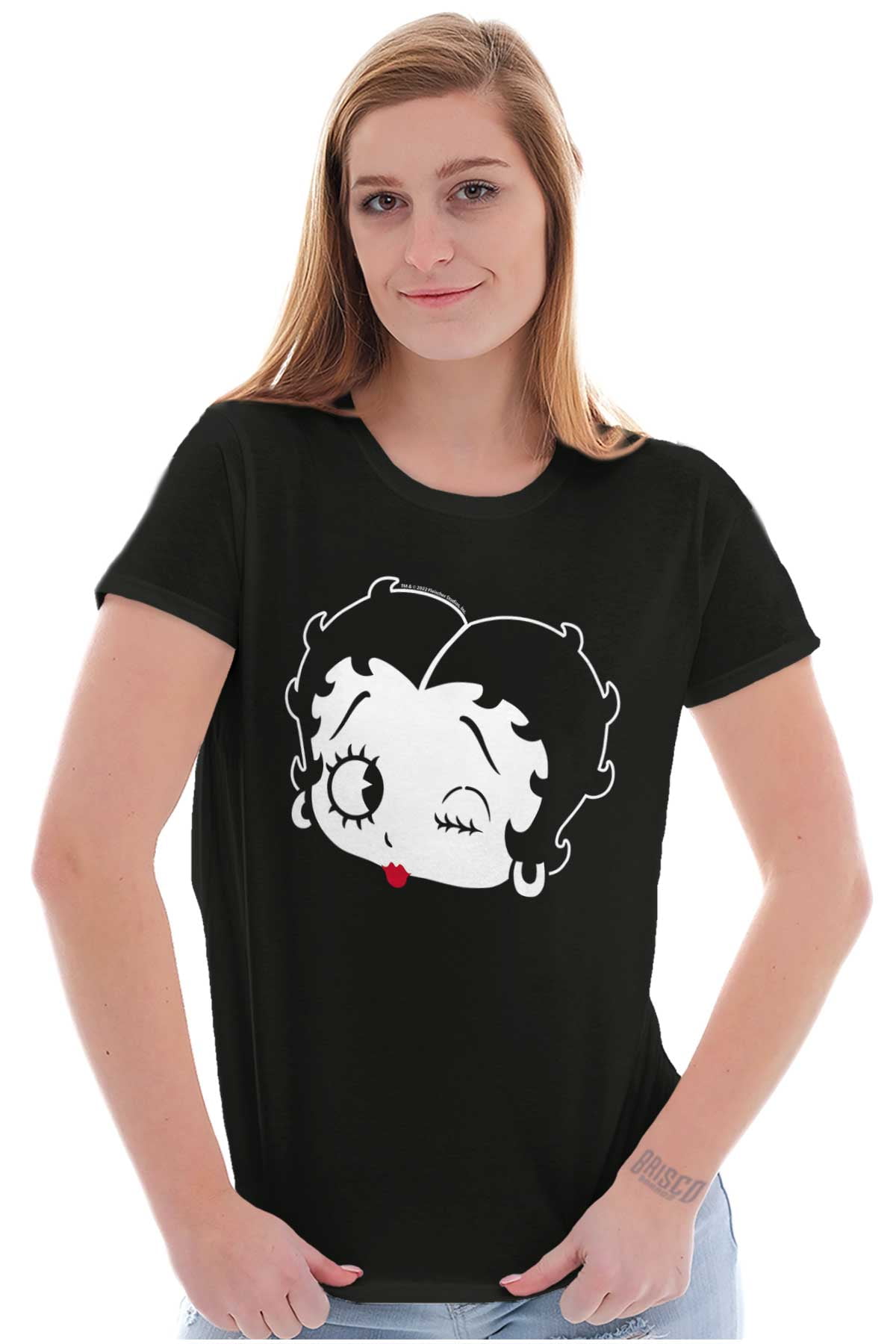 Classic Betty Boop Cartoon Head Wink Women's Plus Size Shirt Brisco ...