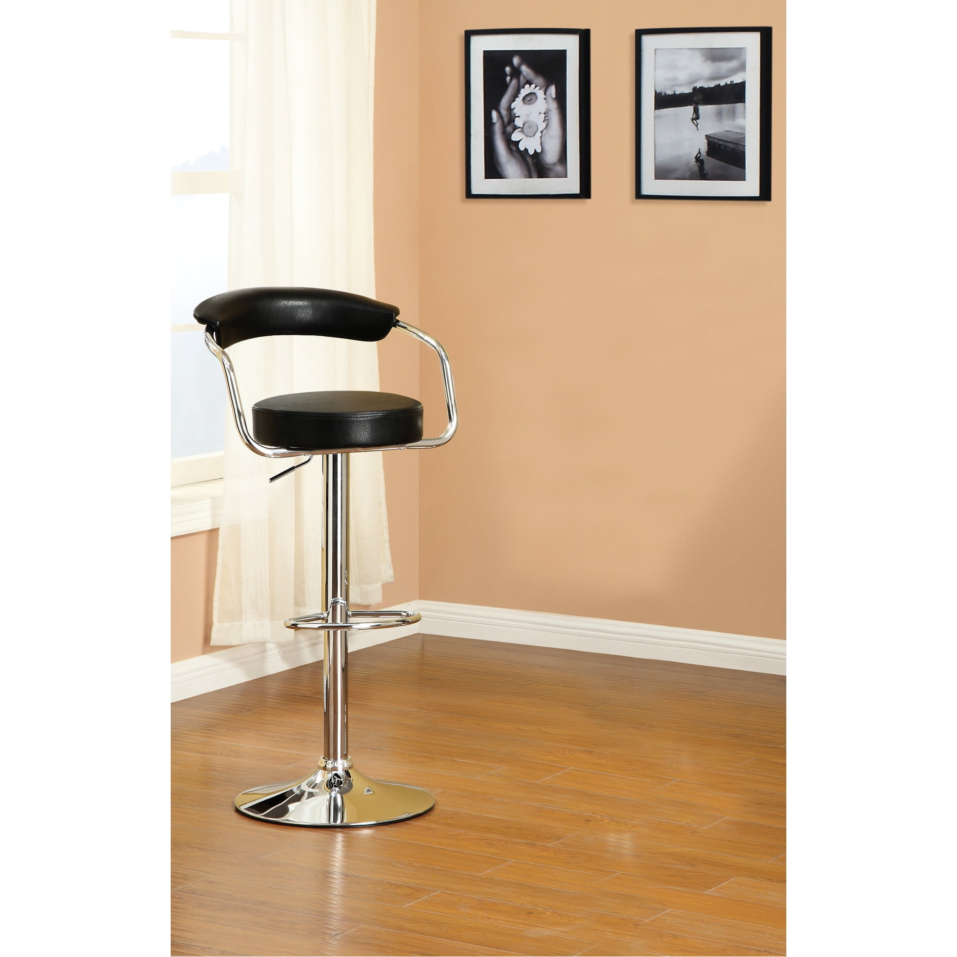 Classic Black Adjustable Counter Height Seat For Kitchen With Material ...