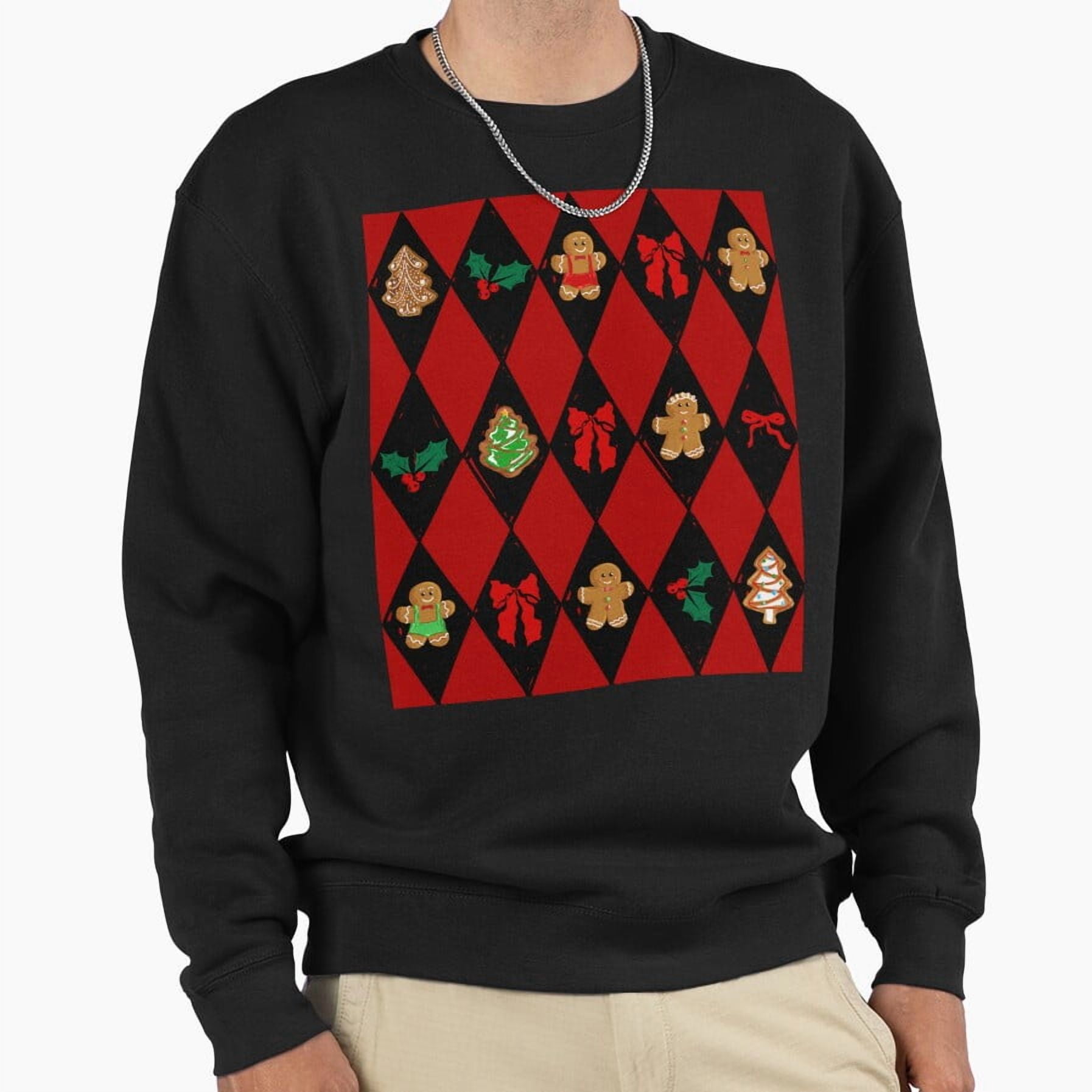 Classic Black And Red Christmas Gingerbread Pattern Graphic Unisex ...