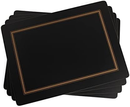 Classic Black Collection Placemats | Set of 4 | Heat Resistant Mats ...
