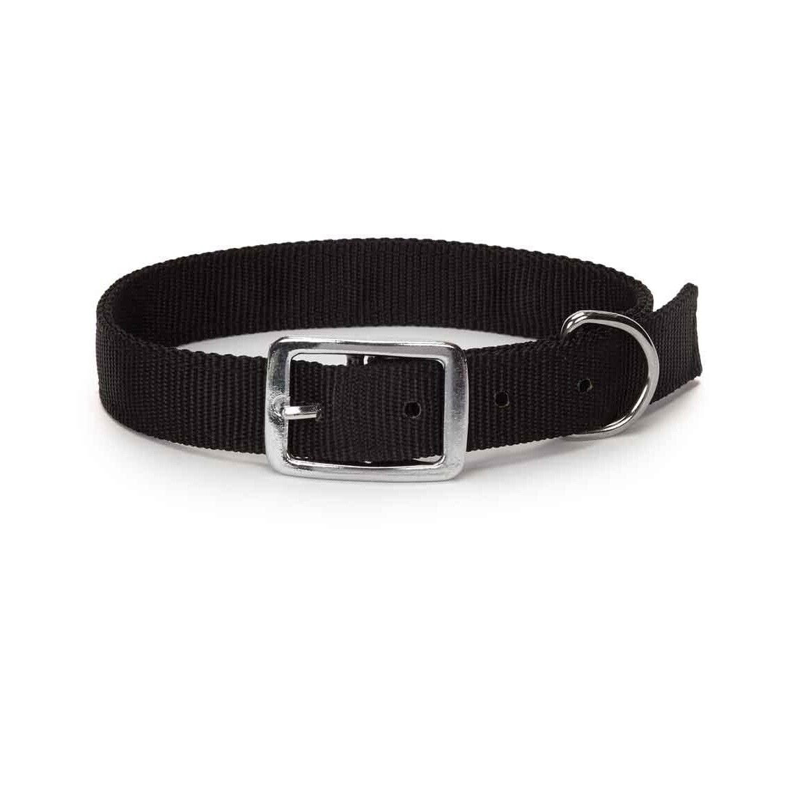 Classic Black Dog Collars Double Thick Nylon Strong Metal Buckle Heavy ...