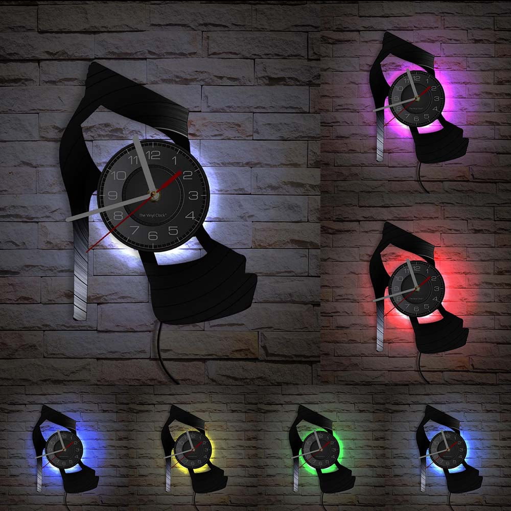 Classic Black High Heel Design Wall Clock Fashion Wall Art Shoes Store ...