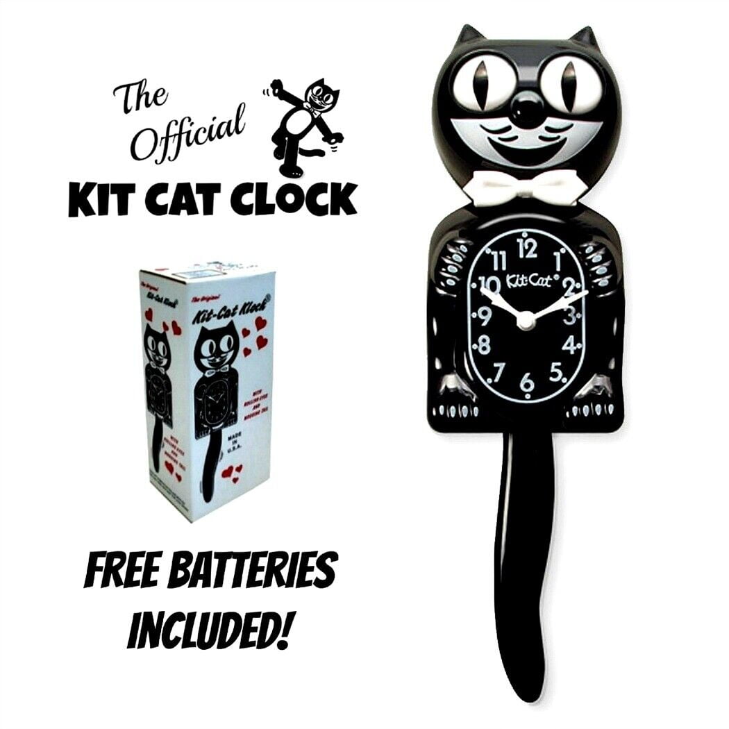 Classic Black Kit Cat Clock 15.5" Full Size Kit-Cat Klock with Moving ...