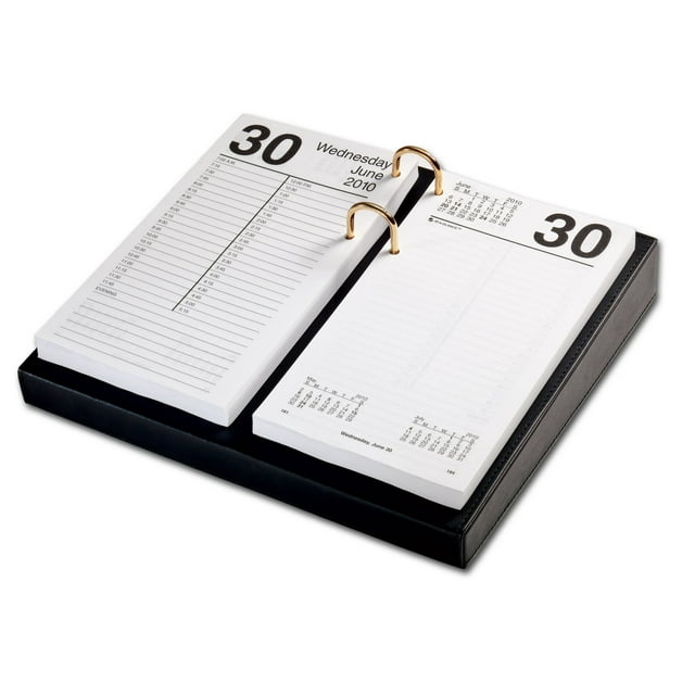Classic Black Leather 3.5 x 6 Calendar Holder with Gold Accents ...