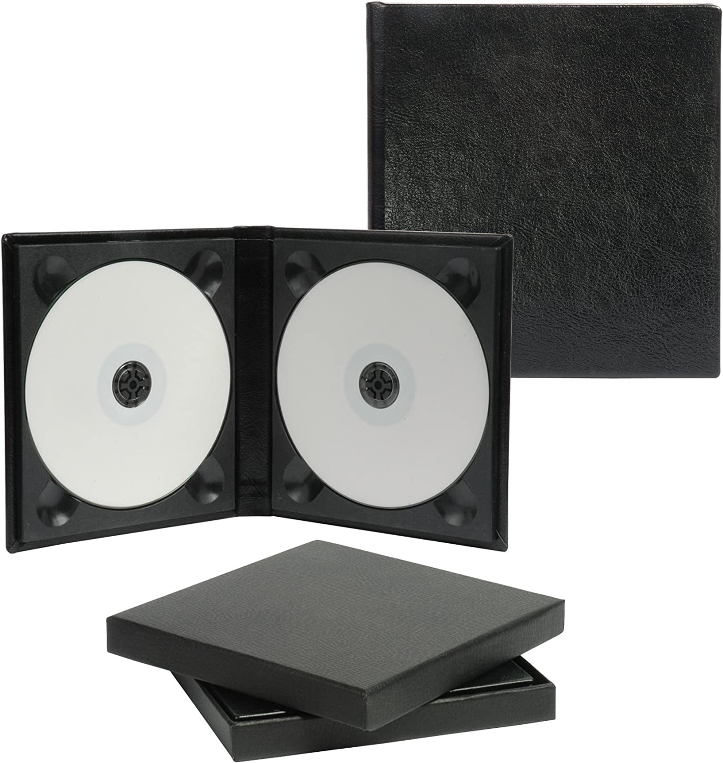 Classic Black Leather Double CD/DVD Holder - Holds 2 discs - Walmart.com