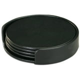 Classic Black Leather Round Coaster Set - Walmart.com