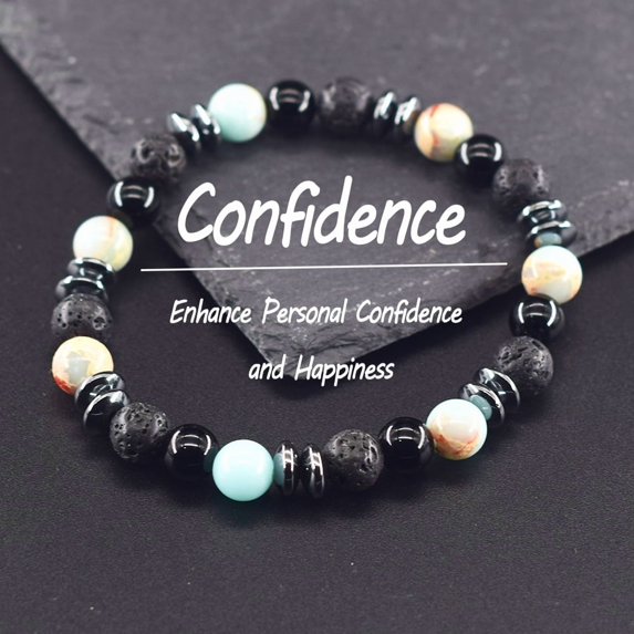 Classic Black Natural Labradorite Volcanic Stone Beads Bracelet Women ...