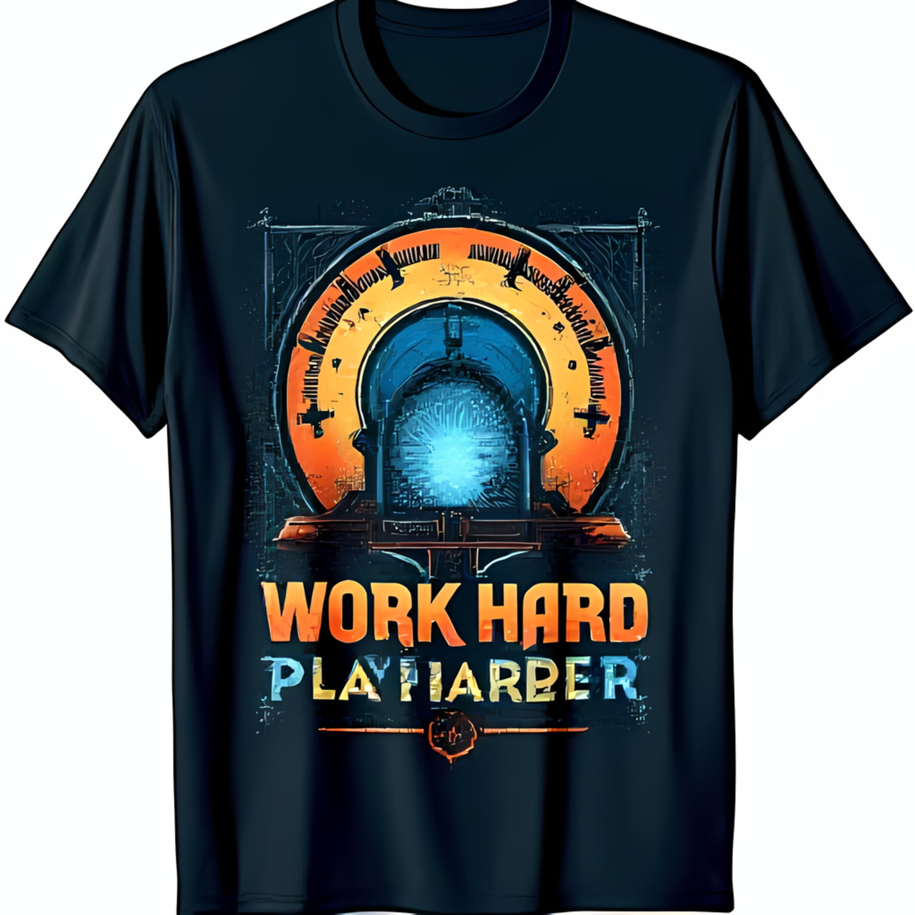 Classic Black T-Shirt with Bold Engine Graphic Motivational Design for ...